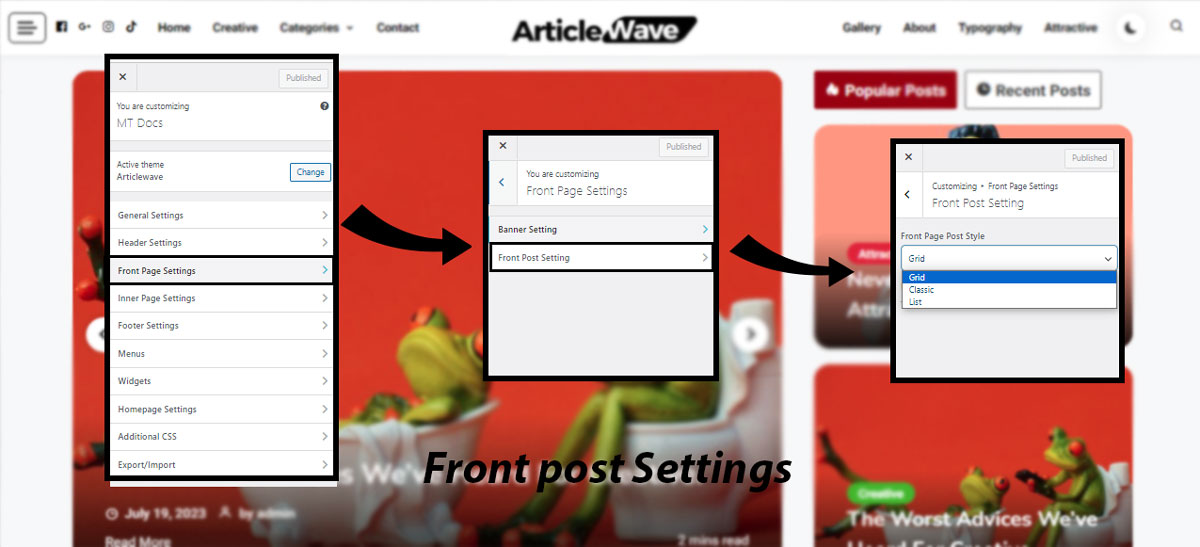 How to configure your front post settings? – Article Wave