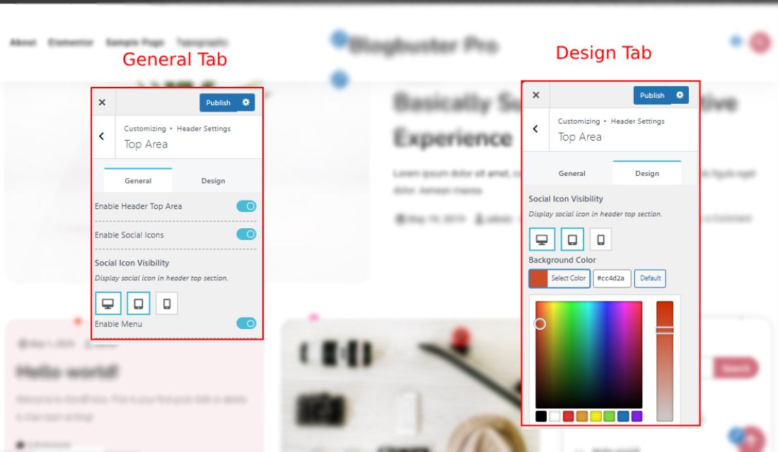 Customize Top Header Area in your website – Blogbuster