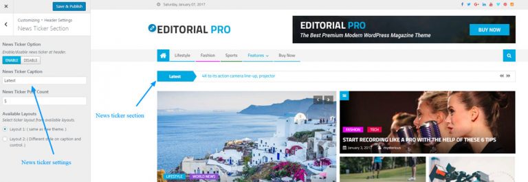 How to Configure News Ticker Section? – Editorial