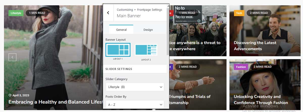 How to Configure Layout for the Main Banner of FrontPage? – Ogma Docs