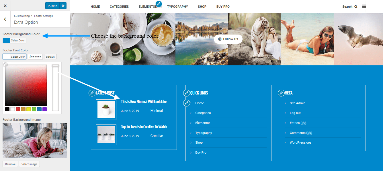 How to Configure Footer Background Color? – Saaya