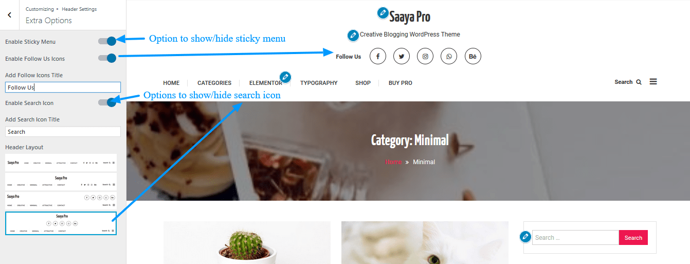 How to Configure Sticky Menu? – Saaya