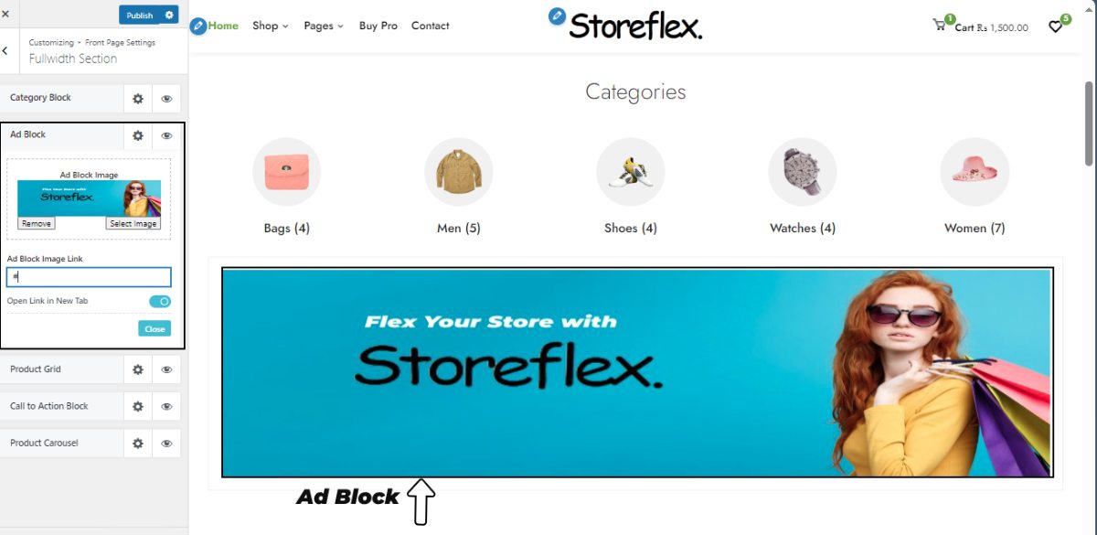 How to add AdBlock to your front page from StoreFlex? – StoreFlex