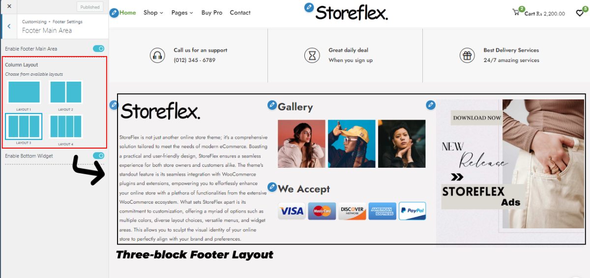 Customize your Main Footer Layouts – StoreFlex