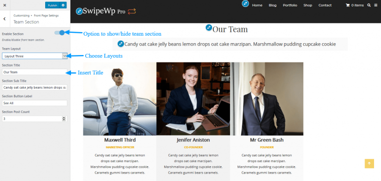 How to Configure Team Section? – Swipe